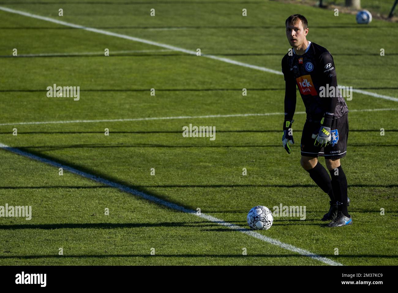 Gent's goalkeeper Davy Roef pictured in action during a friendly game ...