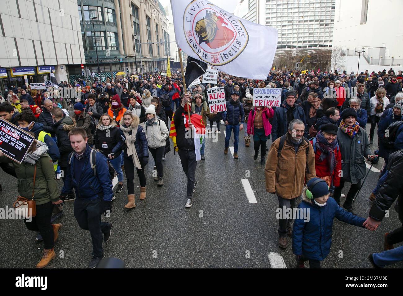 Illustration picture shows a protest against corona measures under the ...