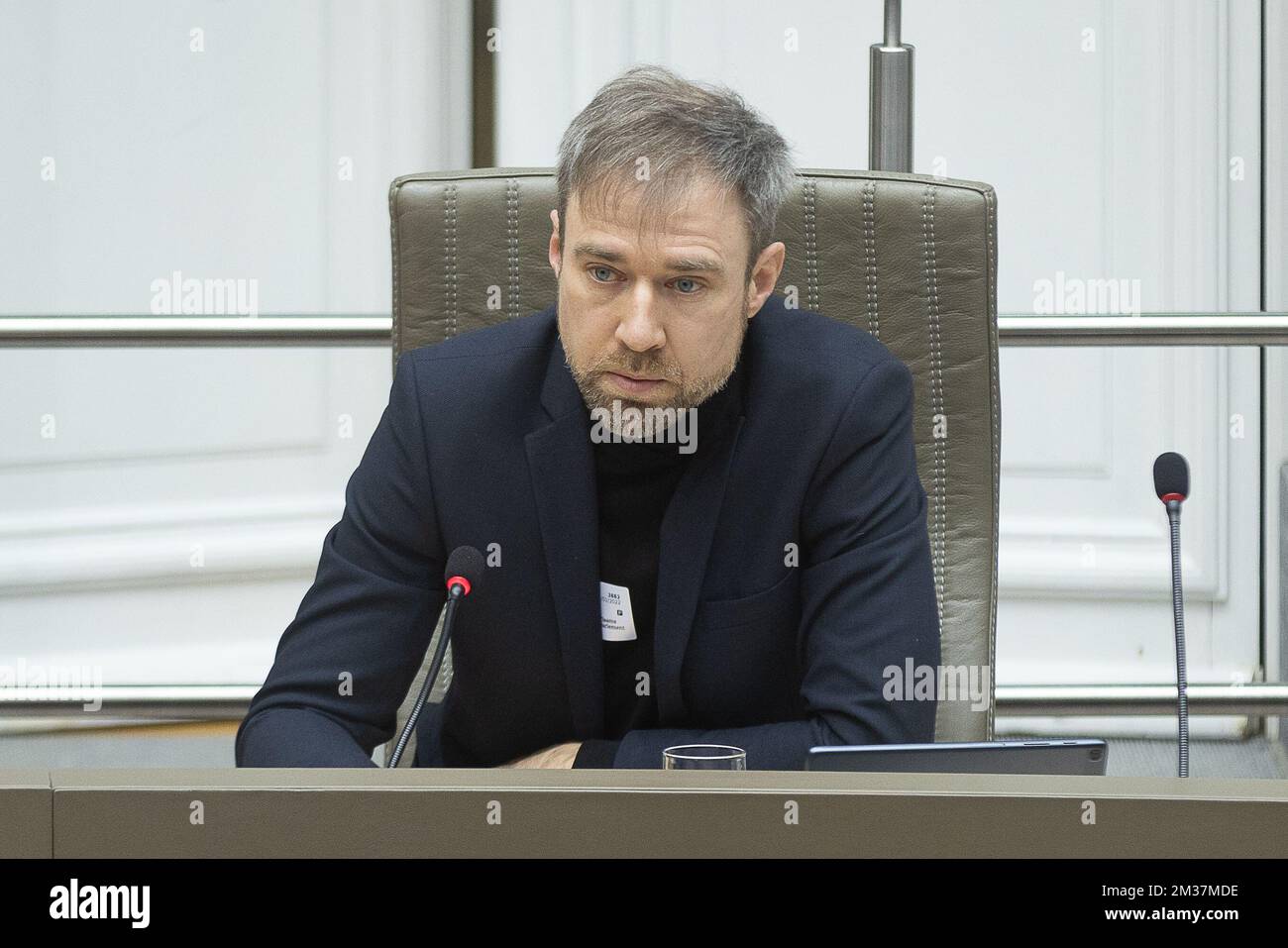 First Alderman of Zwijndrecht Steven Vervaet pictured during a session ...