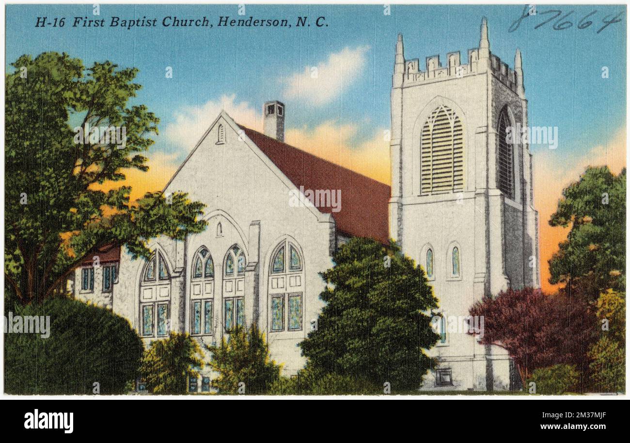 H-16. First Baptist Church, Henderson, N. C. , Churches, Tichnor Brothers Collection, postcards ...
