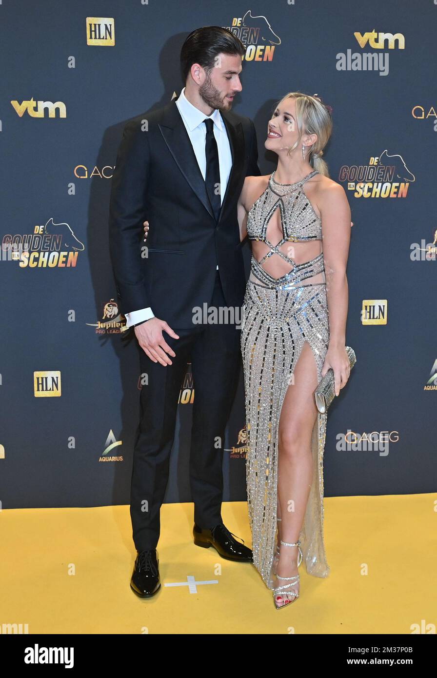 Anderlecht's Wesley Hoedt and his partner Emma Heesters pictured on the ...
