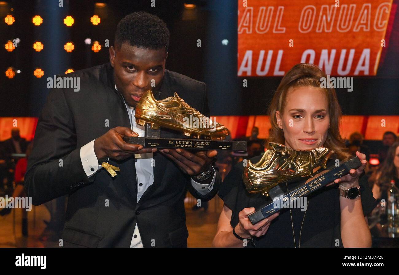 Genk's Paul Onuachu and Red Flames Janice Cayman celebrate with their ...