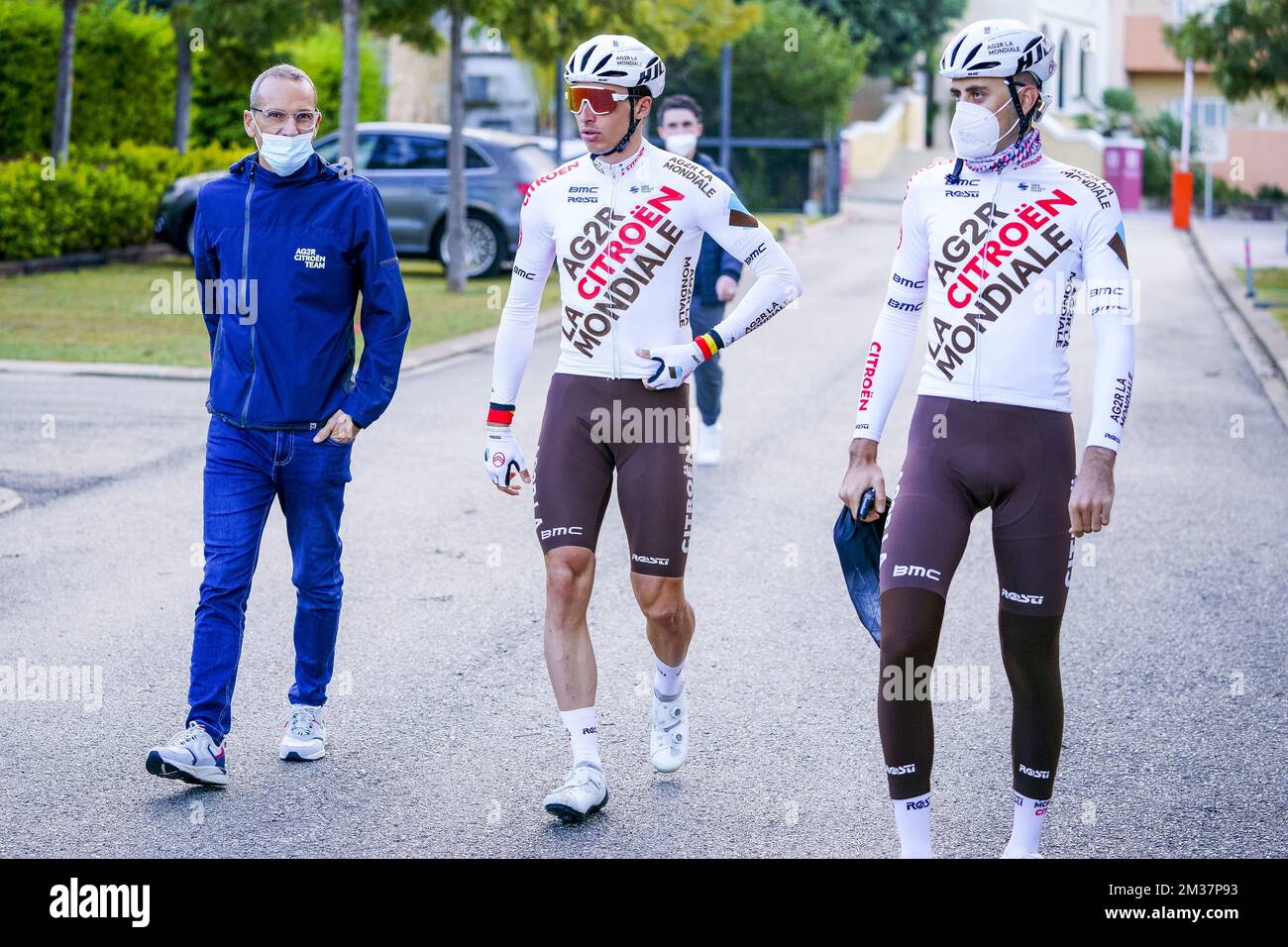 AG2R Citroen riders pictured during a training session at the media ...