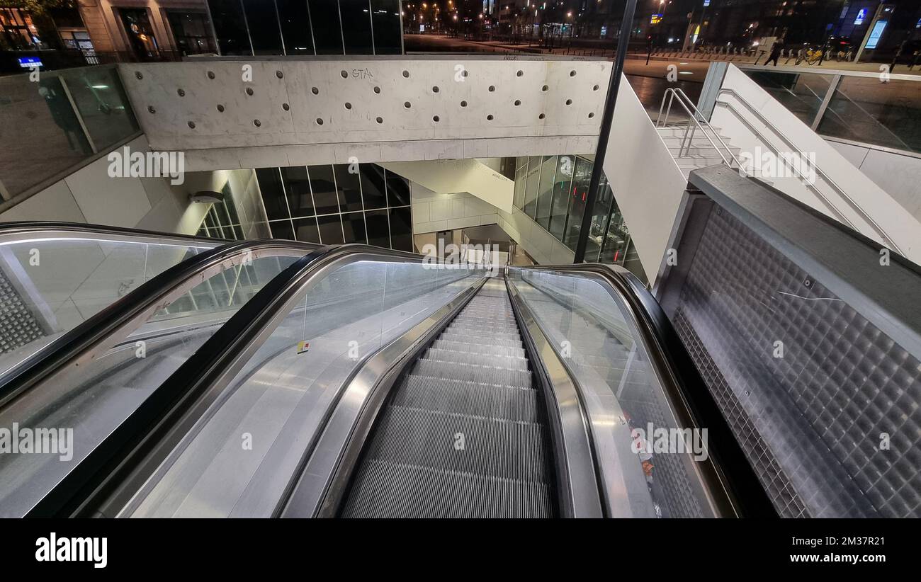 Illustration picture shows Metro station Rogier, in the city center of ...