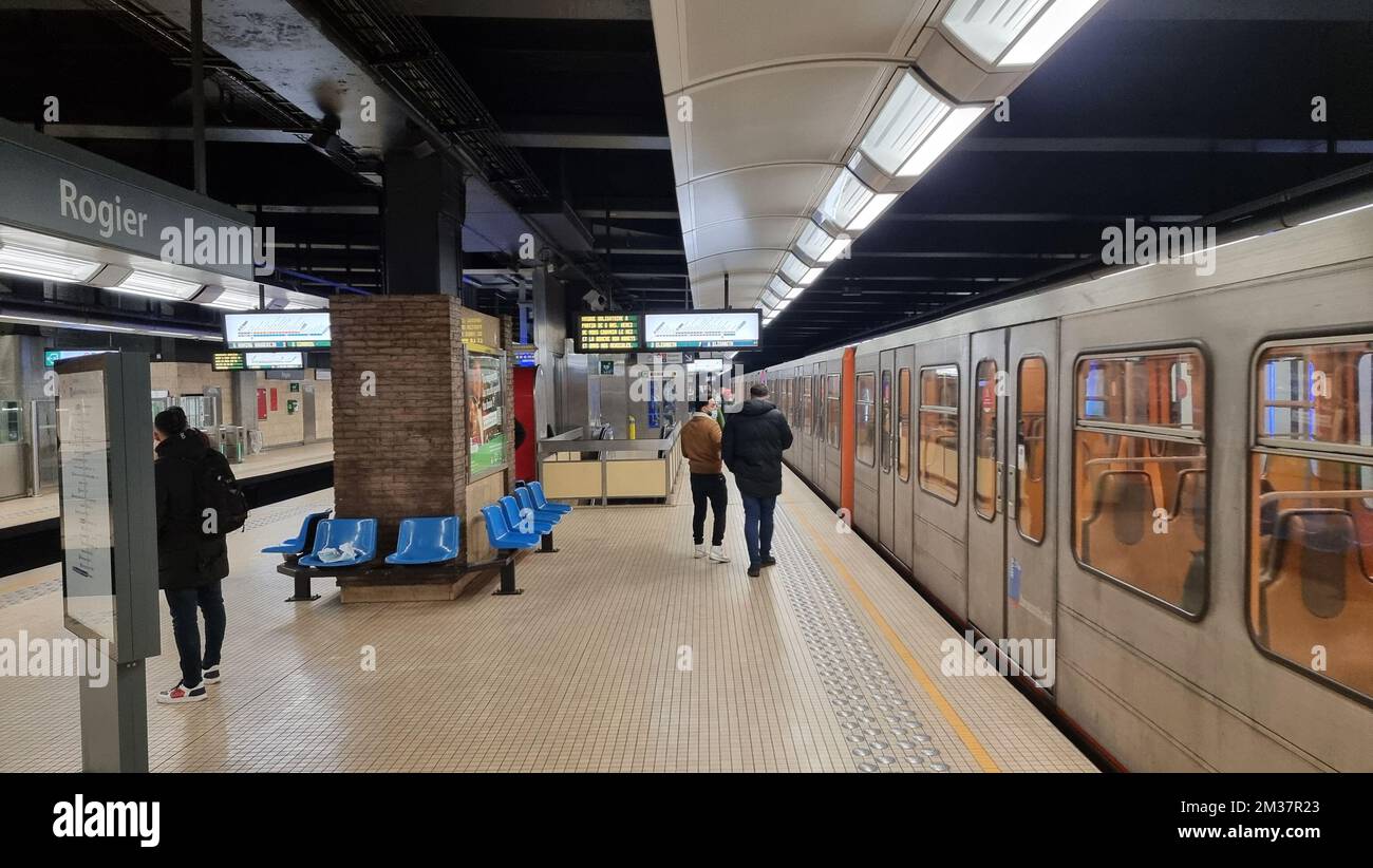 Illustration picture shows Metro station Rogier, in the city center of ...