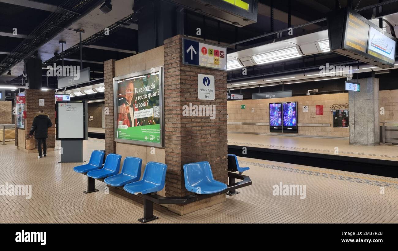 Illustration picture shows Metro station Rogier, in the city center of ...