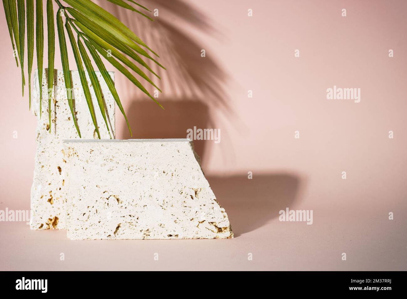 Stone podium for presentation cosmetic products Stock Photo - Alamy