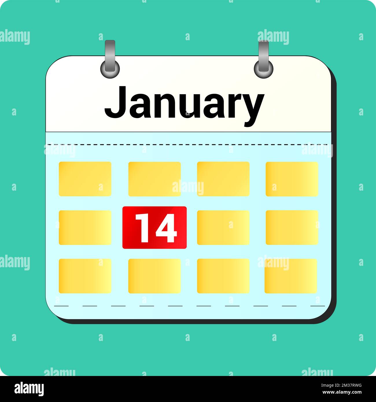 calendar vector drawing, date January 14 on the page Stock Vector Image ...