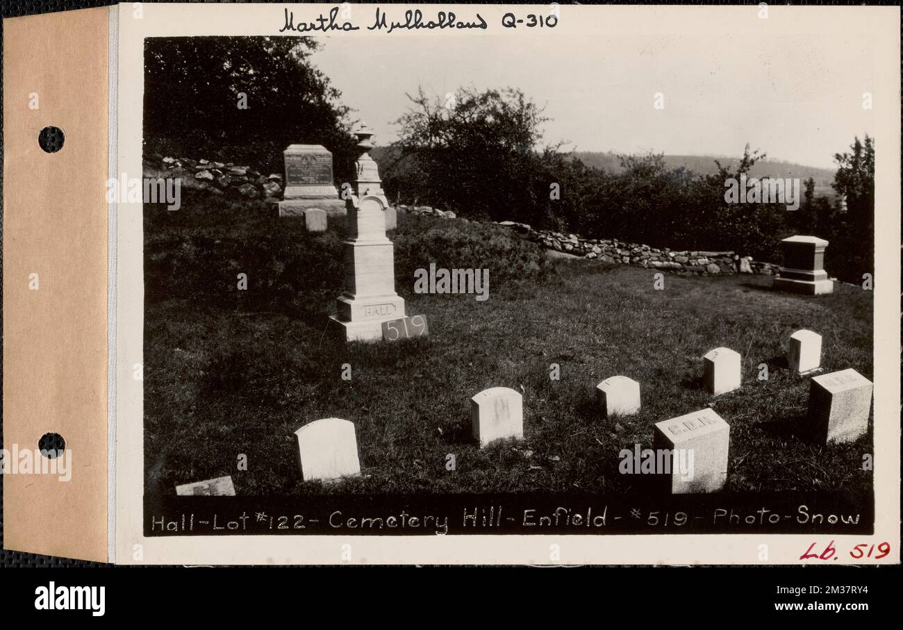 Hall, Cemetery Hill Cemetery, lot 122, Enfield, Mass., ca. 1930-1931 ...