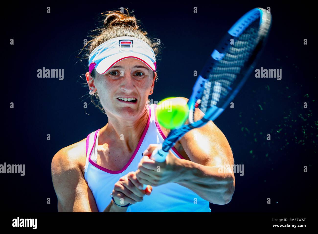 Romanian Irina-Camelia Begu pictured in action during a tennis match ...