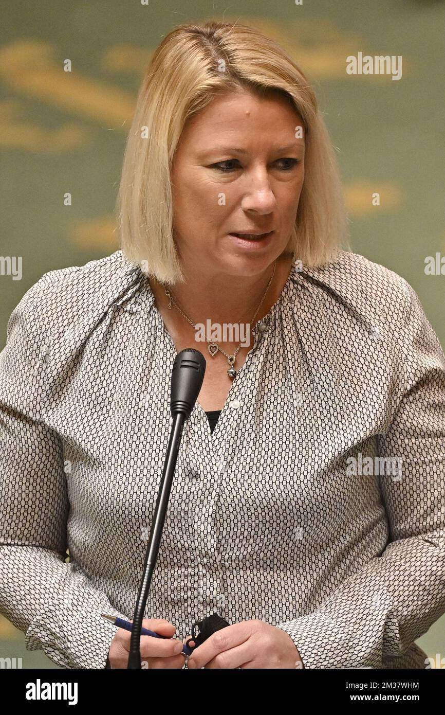 MR's Caroline Taquin pictured during a plenary session of the Chamber ...
