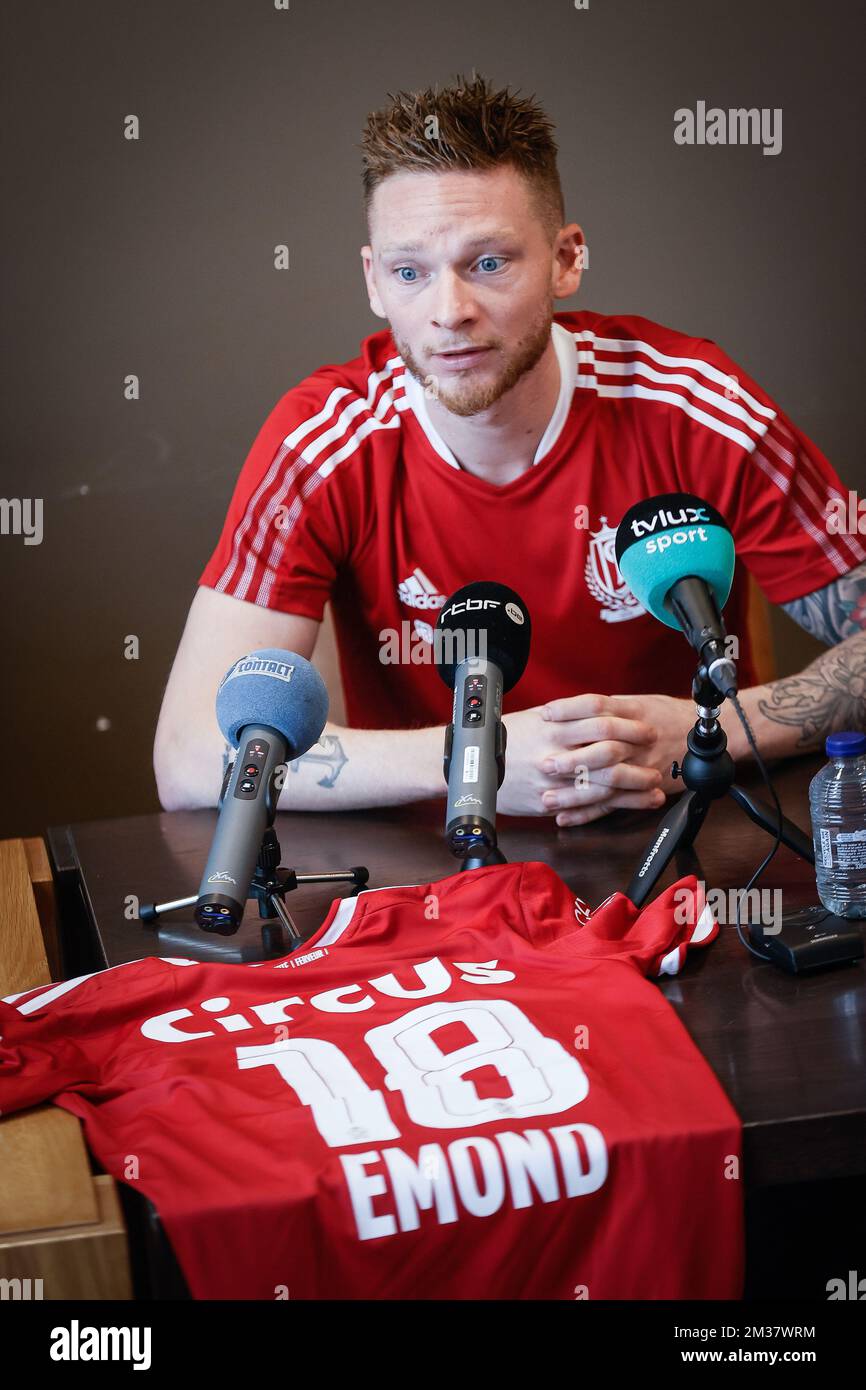 Standard's Renaud Emond pictured during the weekly press conference of ...