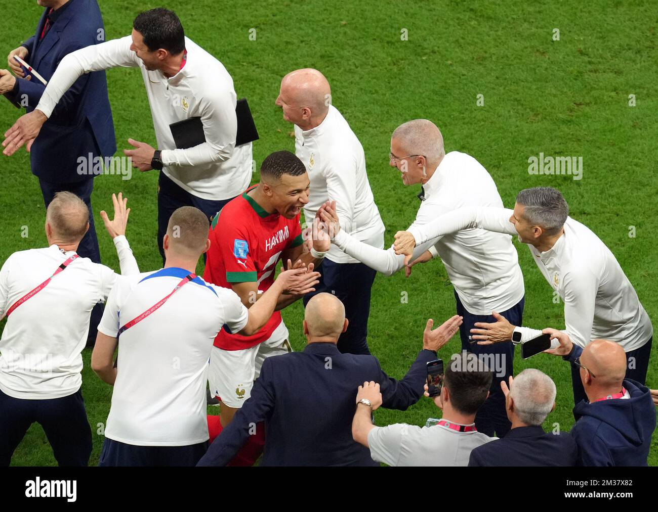 France's Kylian Mbappe celebrates victory following the FIFA World Cup ...