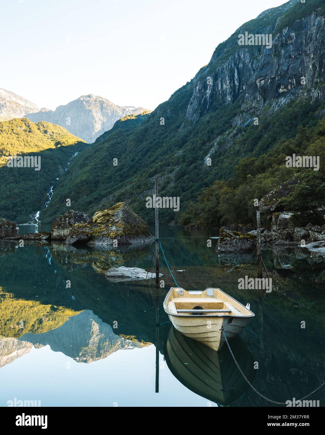 The Bondhusvatnet lake with reflections in Kvinnherad, Norway Stock ...
