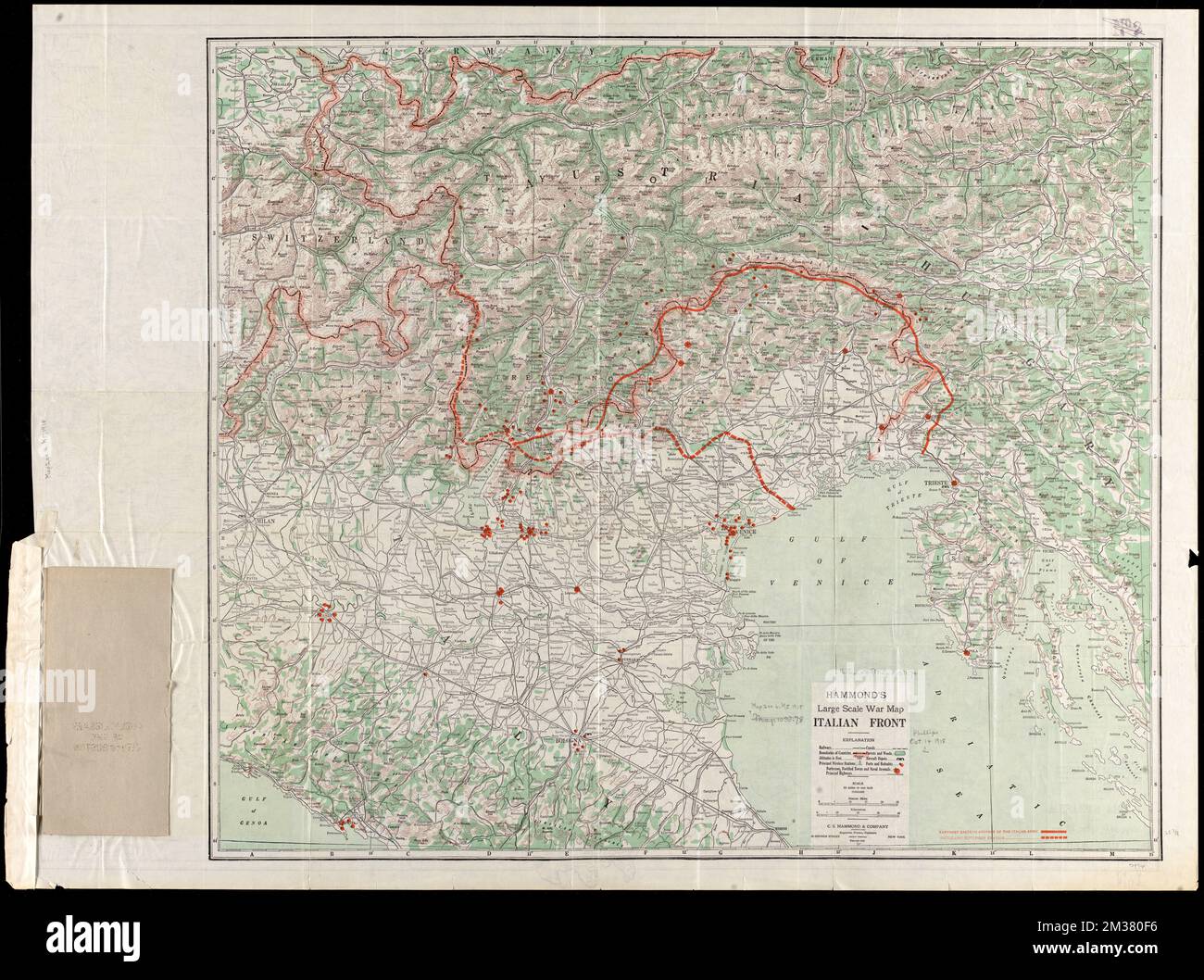 Hammond's large scale war map of the Italian Front , World War, 1914 ...
