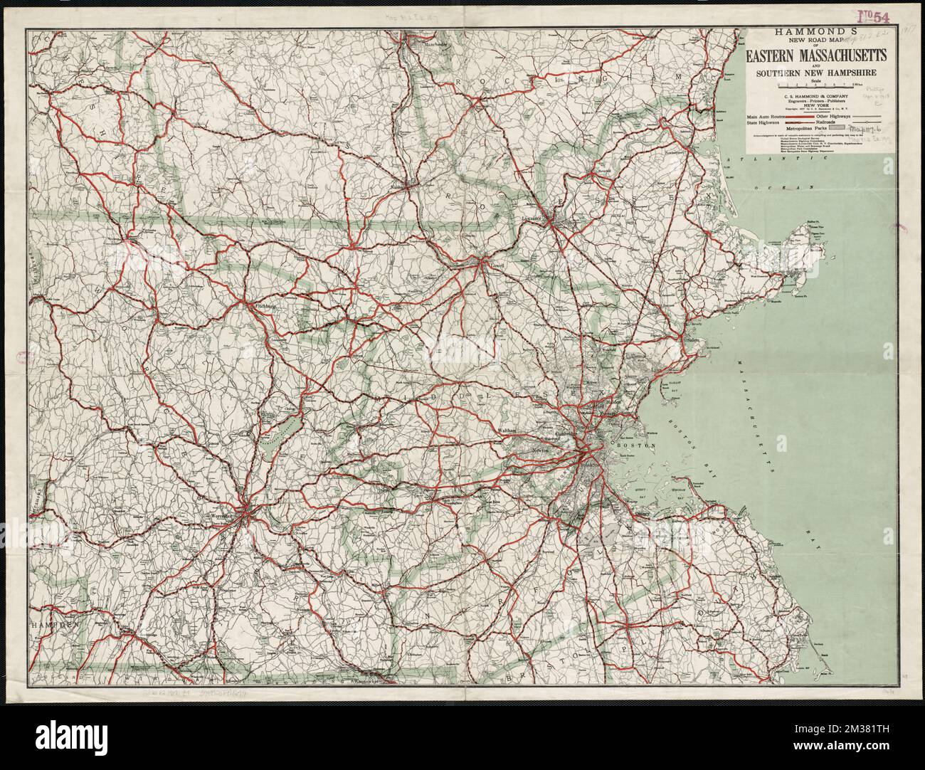 Hammond's new road map of eastern Massachusetts and southern New ...