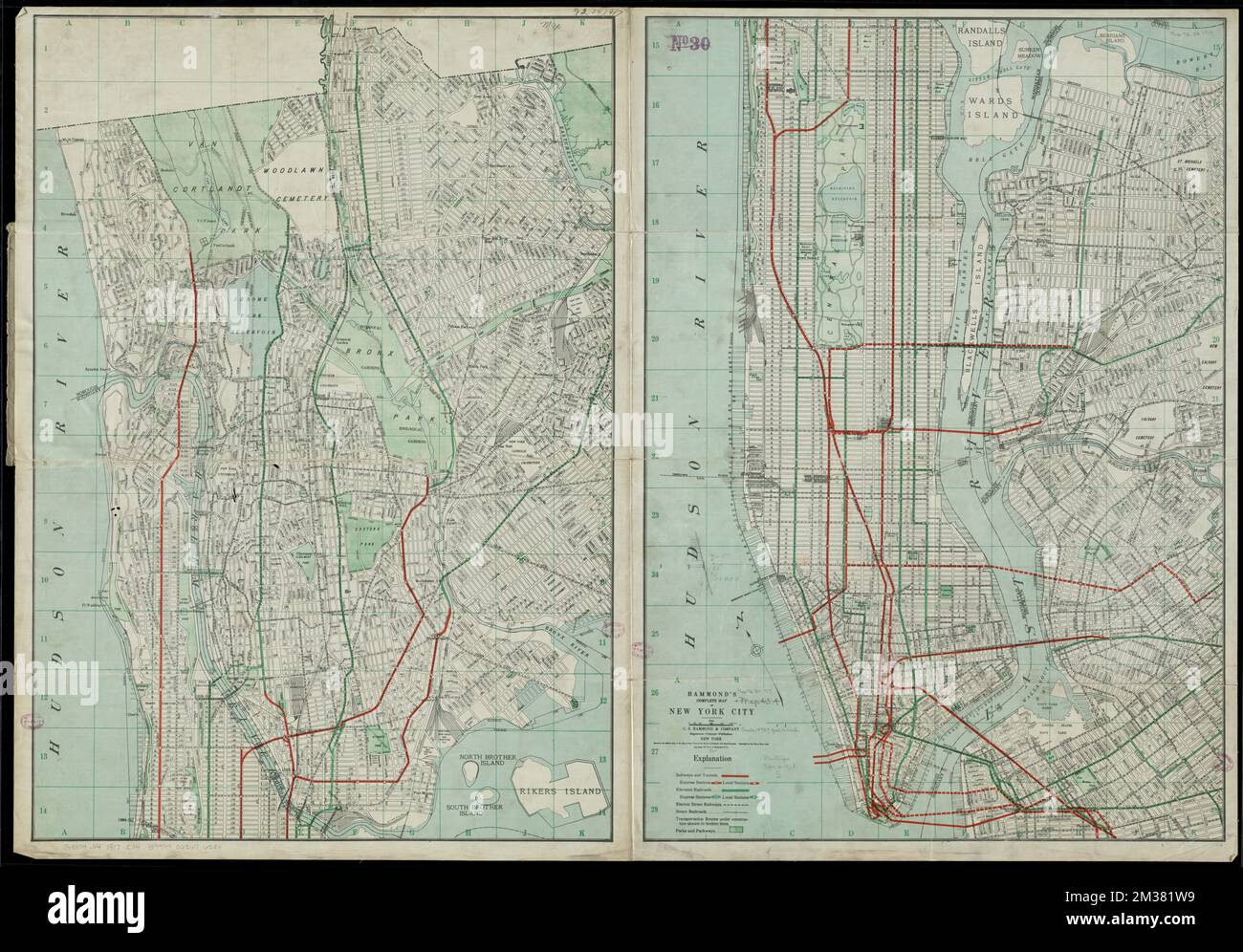 Hammond's complete map of New York City , Local transit, New York State ...