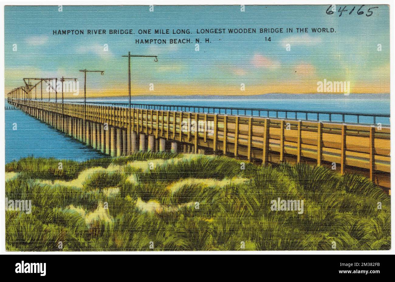 Hampton River Bridge, one mile long, longest wooden bridge in the world ...