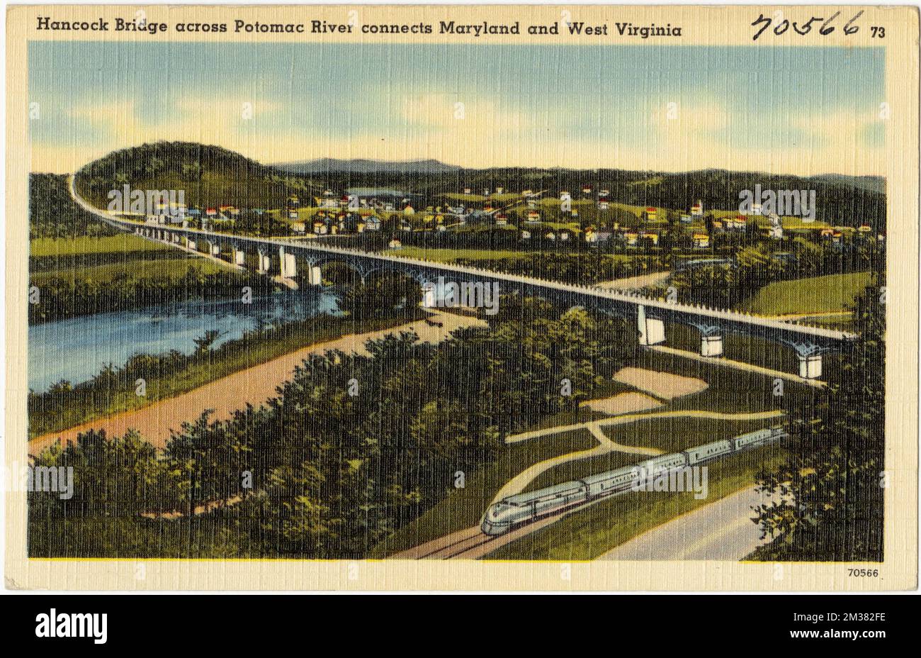 Hancock Bridge across Potomac River connects Maryland and West Virginia ...