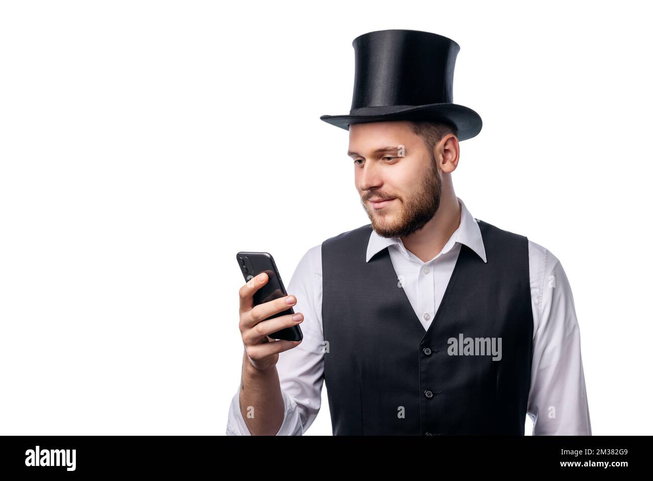 Man scrolling smartphone Cut Out Stock Images & Pictures - Alamy