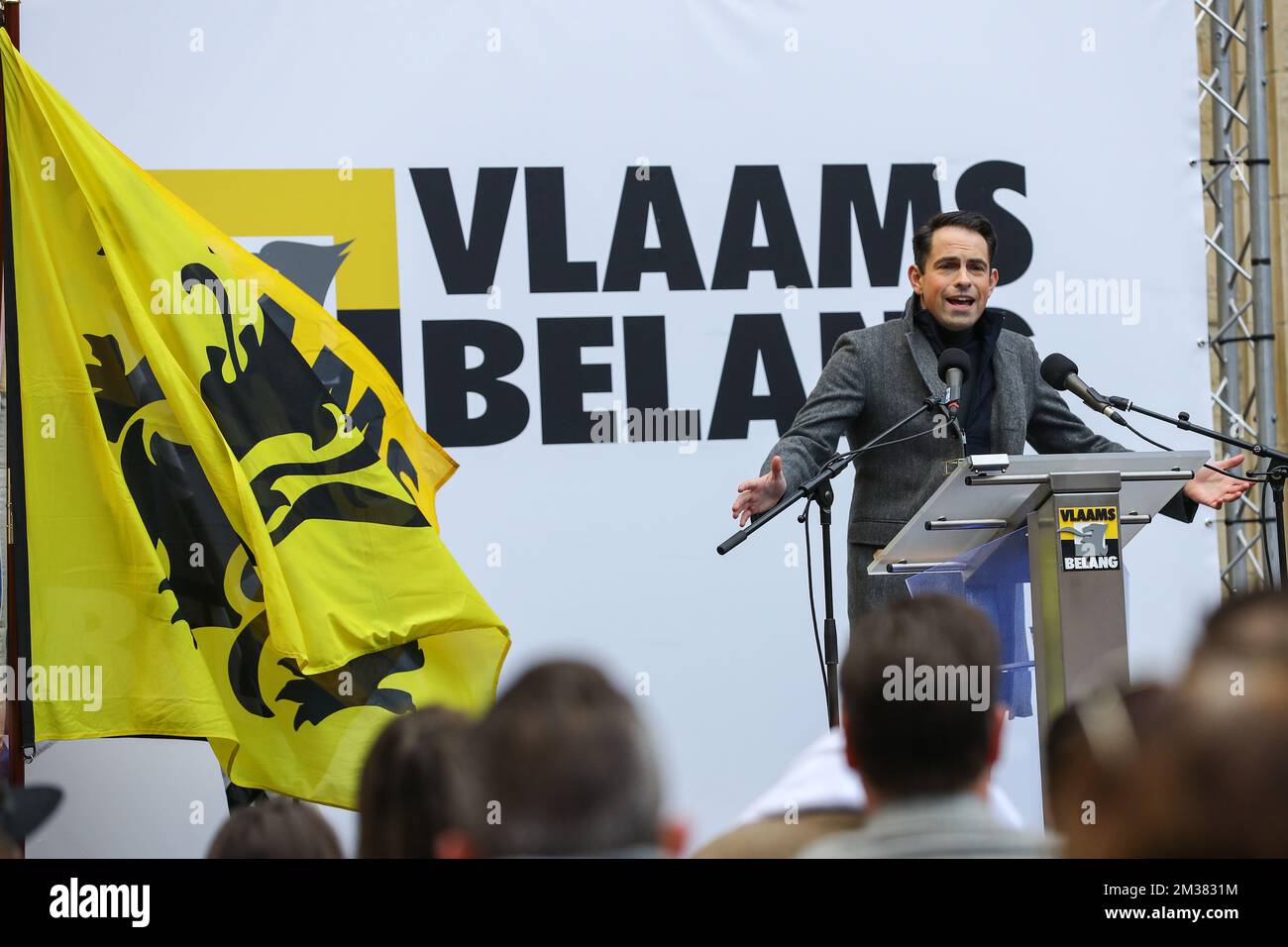 Vlaams Belang chairman Tom Van Grieken pictured during the new year's ...