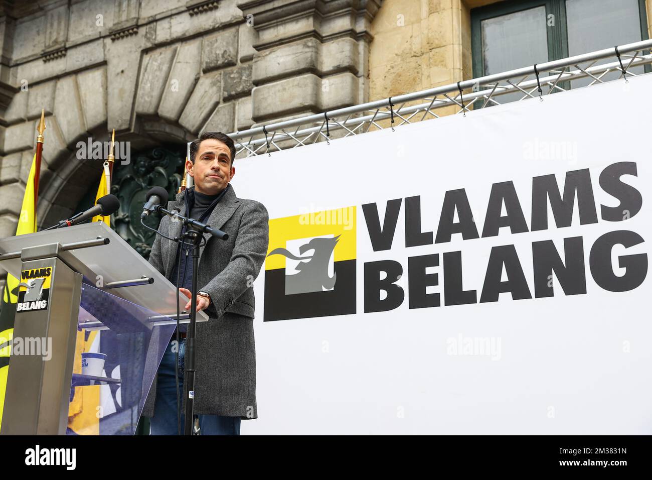 Vlaams Belang chairman Tom Van Grieken pictured during the new year's ...