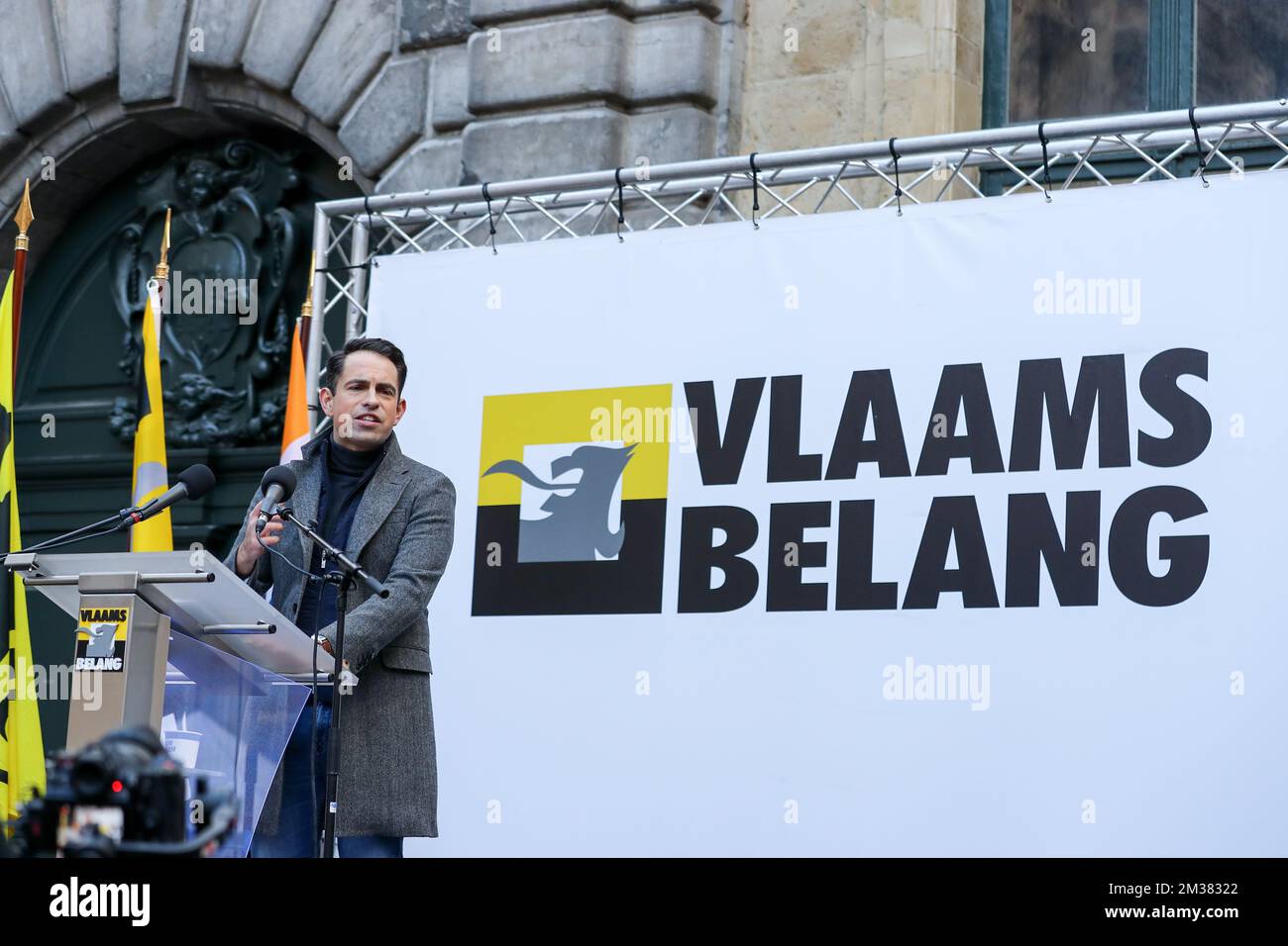 Vlaams Belang chairman Tom Van Grieken pictured during the new year's ...