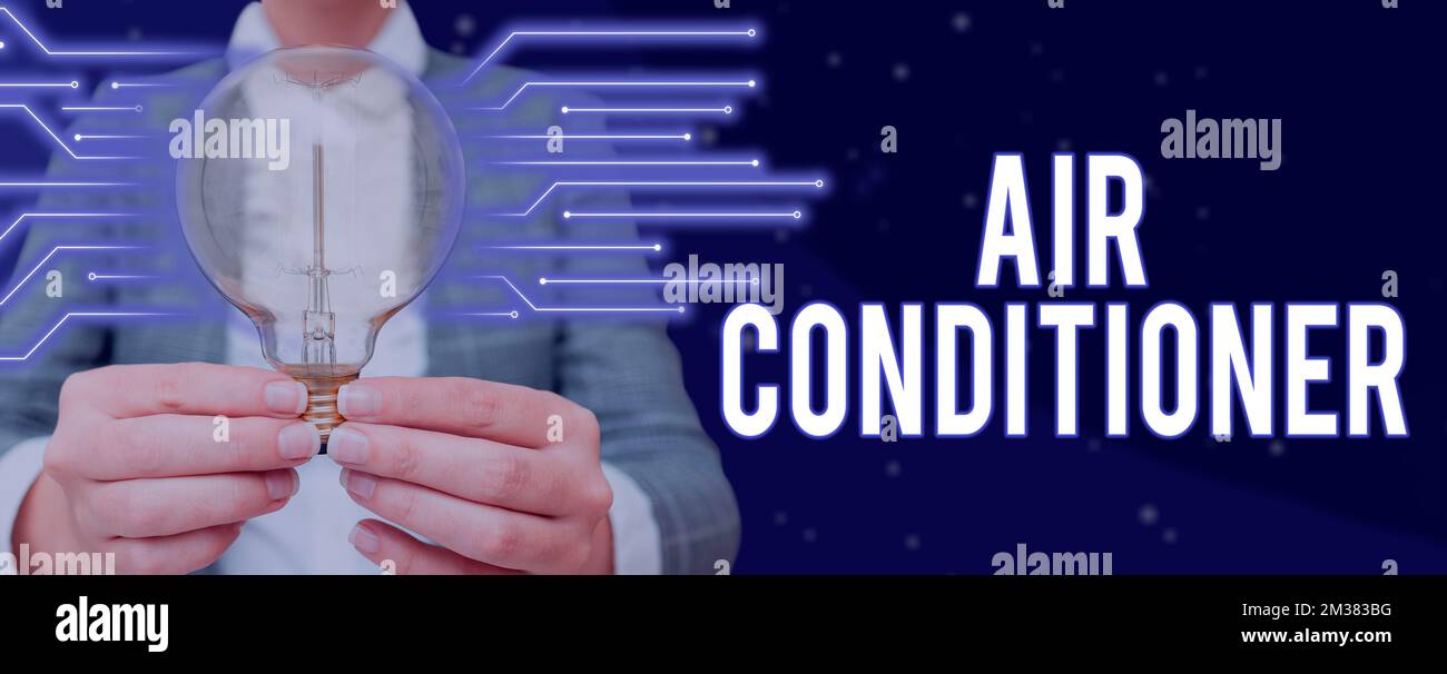 Conceptual caption Air Conditioner. Word Written on apparatus for ...