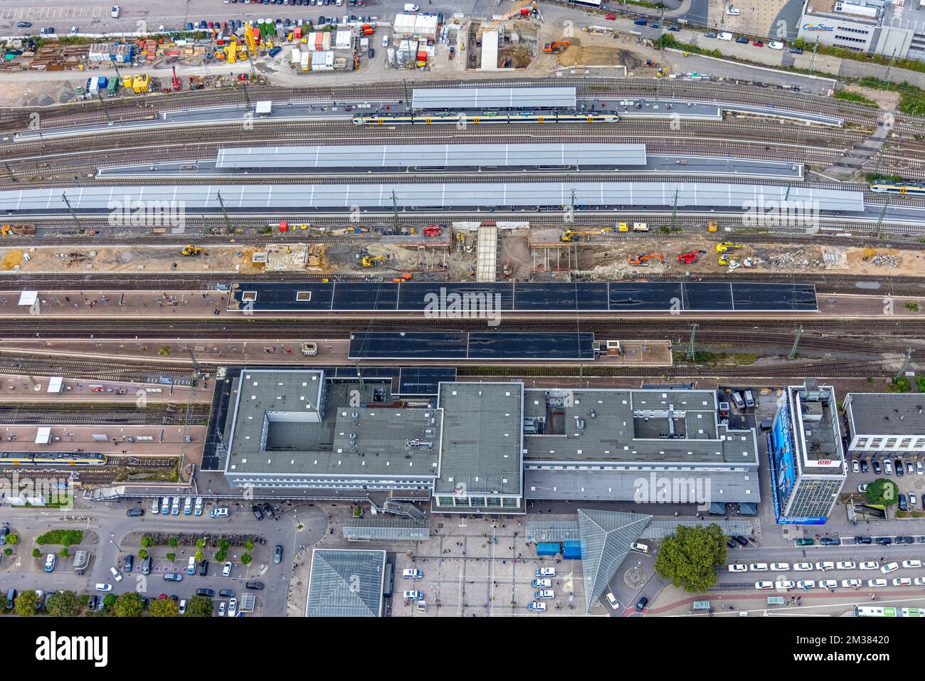 Aerial view, construction site at Dortmund main station in City ...