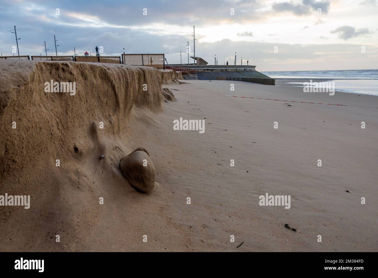 Illustration shows sandcliffs and damage at Belgian coast in Wenduine ...