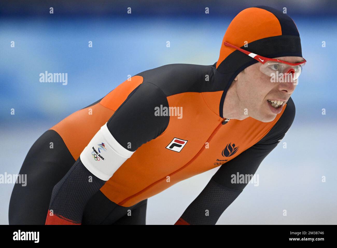 Dutch speed skater Jorrit Bergsma pictured in action during the men's ...