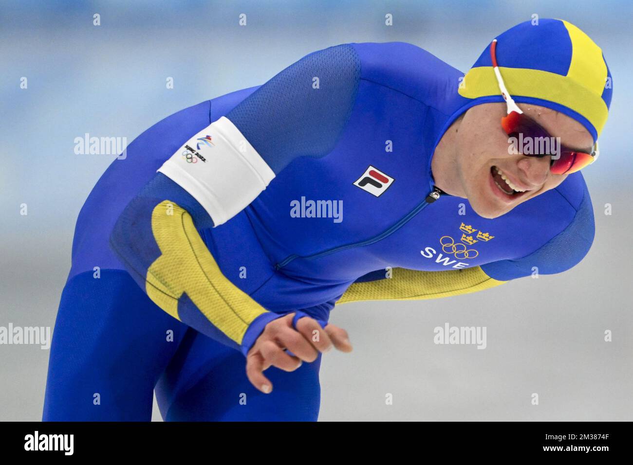 Swedish speed skater Nils Van Der Poel pictured in action during the ...