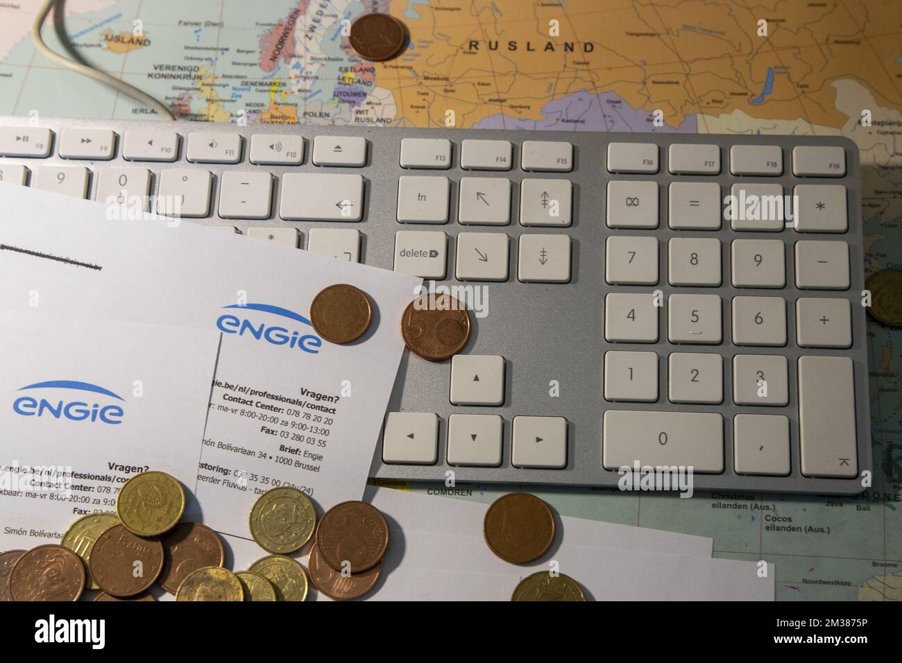 Illustration picture shows euro coins, lying on an Engie electricity ...
