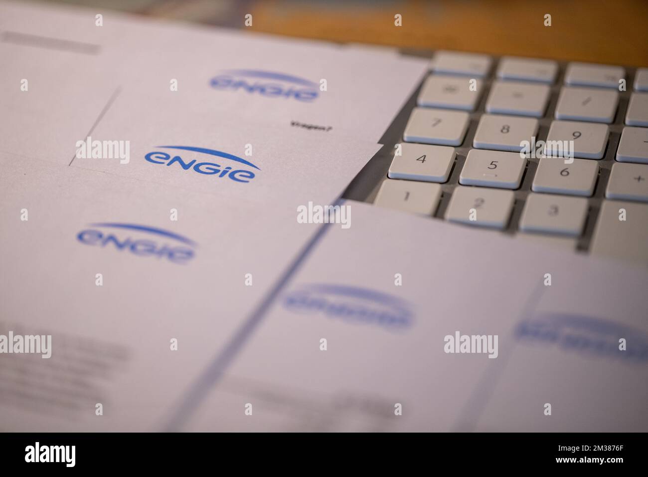 Illustration picture shows Engie electricity bills lying on a computer ...