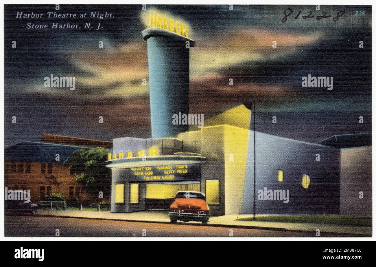 Harbor Theatre at night, Stone Harbor, N. J. , Theaters, Tichnor ...