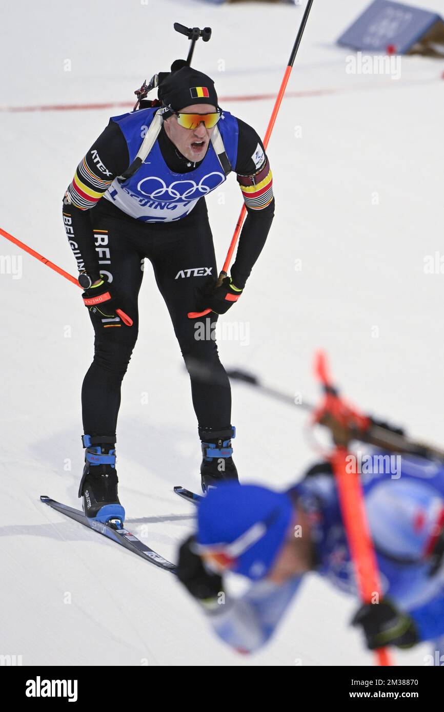 Belgian biathlete Thierry Langer pictured in action during the men's 20 ...