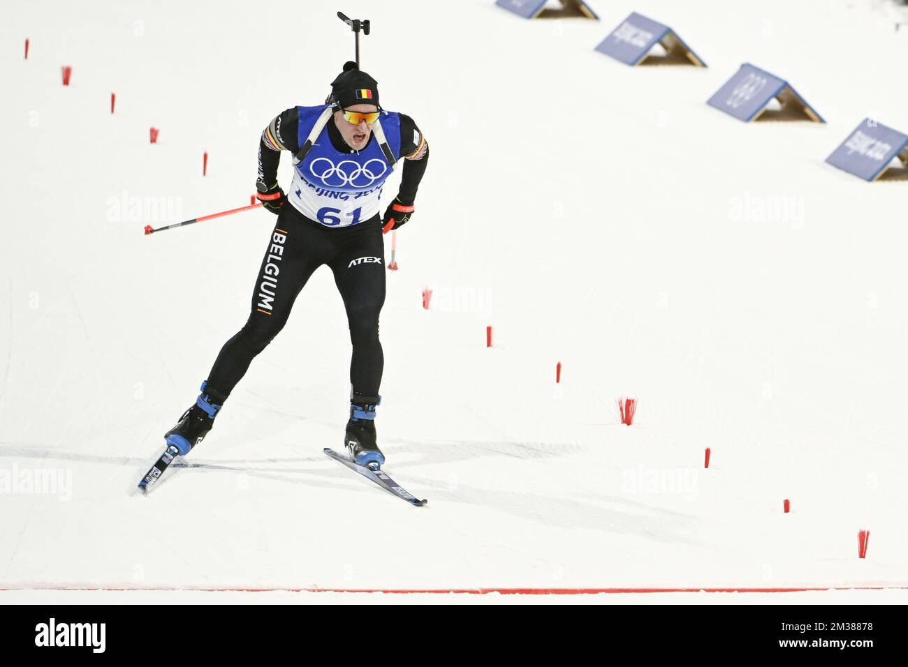 Belgian biathlete Thierry Langer pictured in action during the men's 20 ...