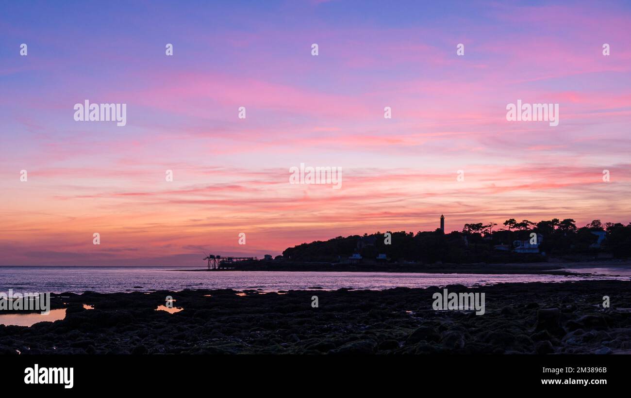 Carrelet and Lighthouse from Diable Bridge of Royan, France, during ...