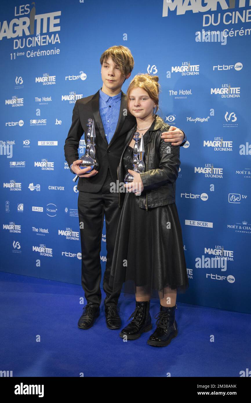 actor Günter Duret and actress Maya Vanderbeque pose after winning a ...