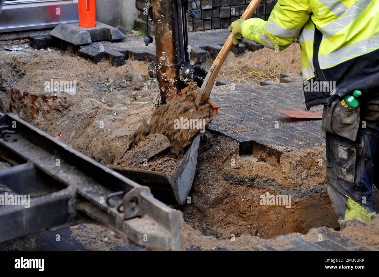 Copenhagen/Denmark/14 December 2022/Warning to pedestrain road work in ...