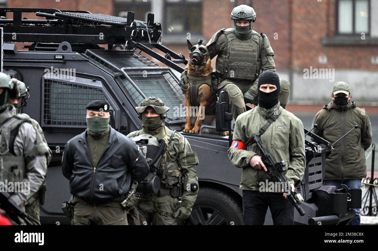 Illustration picture shows members of the special units during a ...
