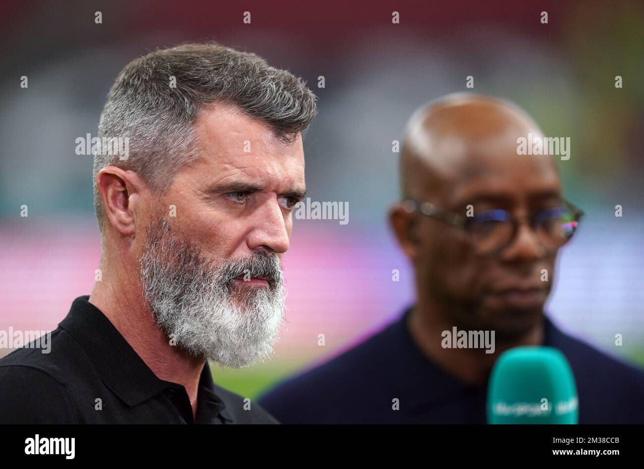 Roy Keane and Ian Wright, ITV Sport pundits following the FIFA World Cup Semi-Final match at the ...