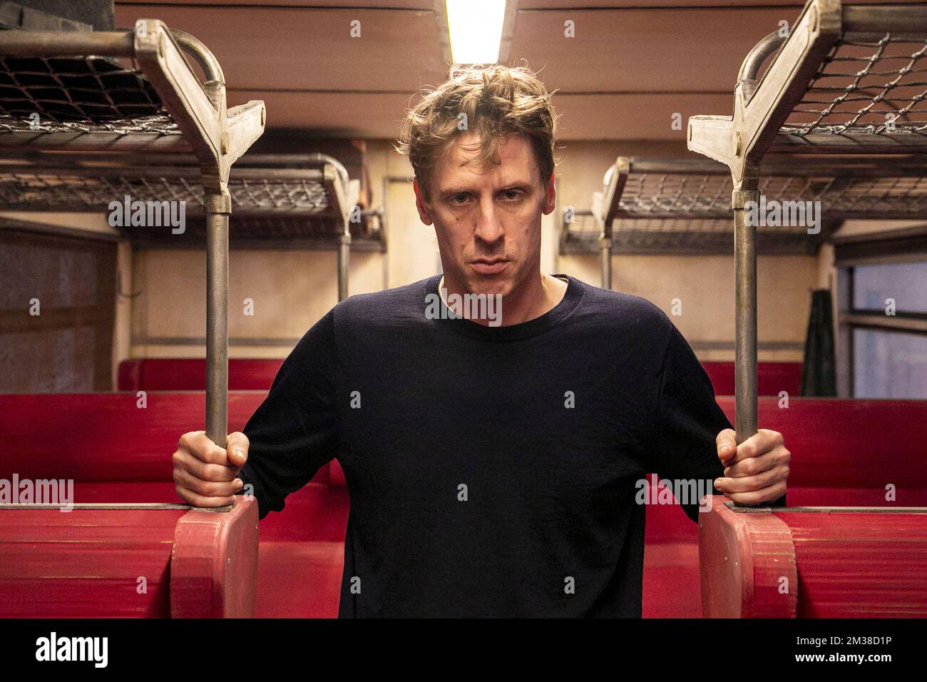 Belgian artist Rinus Van de Velde poses for the photographer at his ...