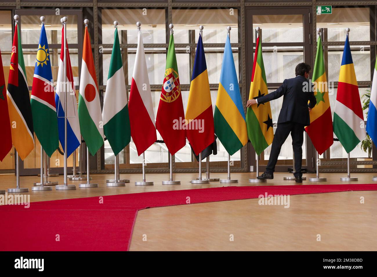 Illustration picture shows the European and African flags pictured at ...