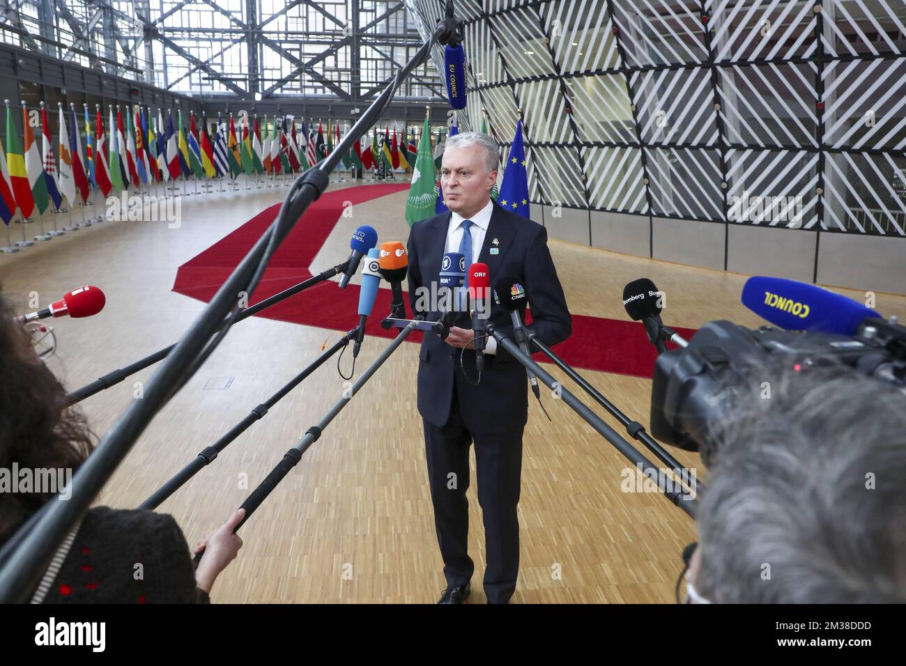 Lithuania President Gitanas Nauseda pictured at the arrival on the ...