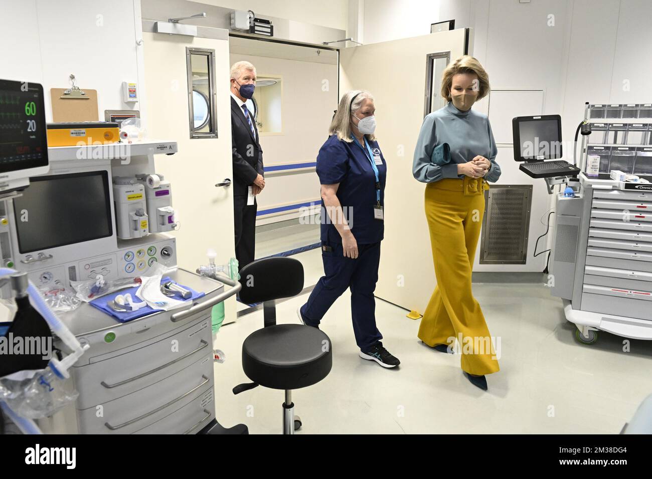 Queen Mathilde of Belgium pictured at the hospital during a royal visit ...