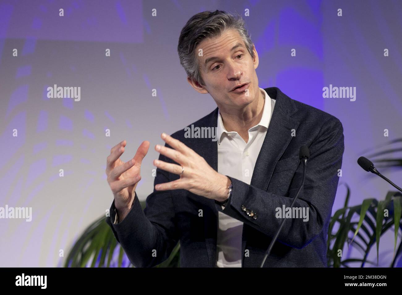Proximus CEO Guillaume Boutin pictured during a press conference to ...