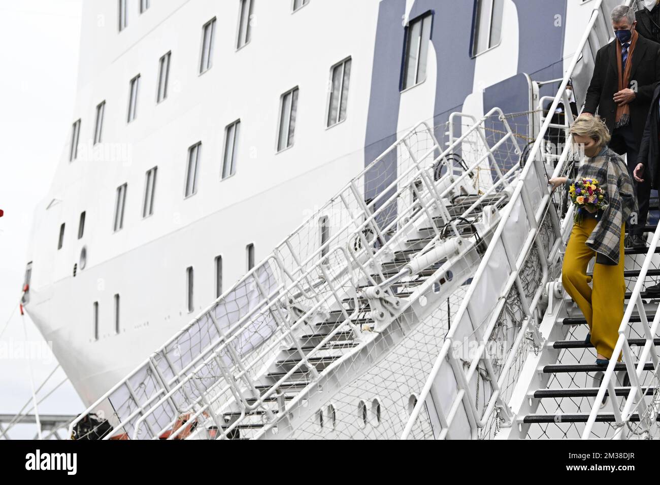 Queen Mathilde of Belgium pictured during a royal visit to the hospital ...