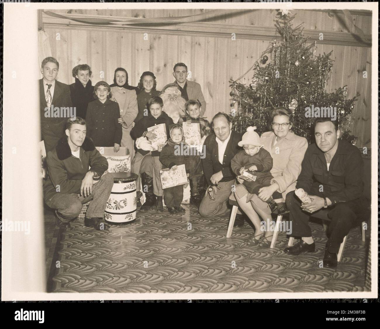 Harry Amos , Families, Children, Christmas trees, Santa Claus. Leon ...
