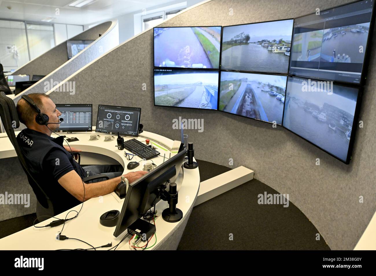 Illustration picture shows a captain operating a semi autonomic ship ...